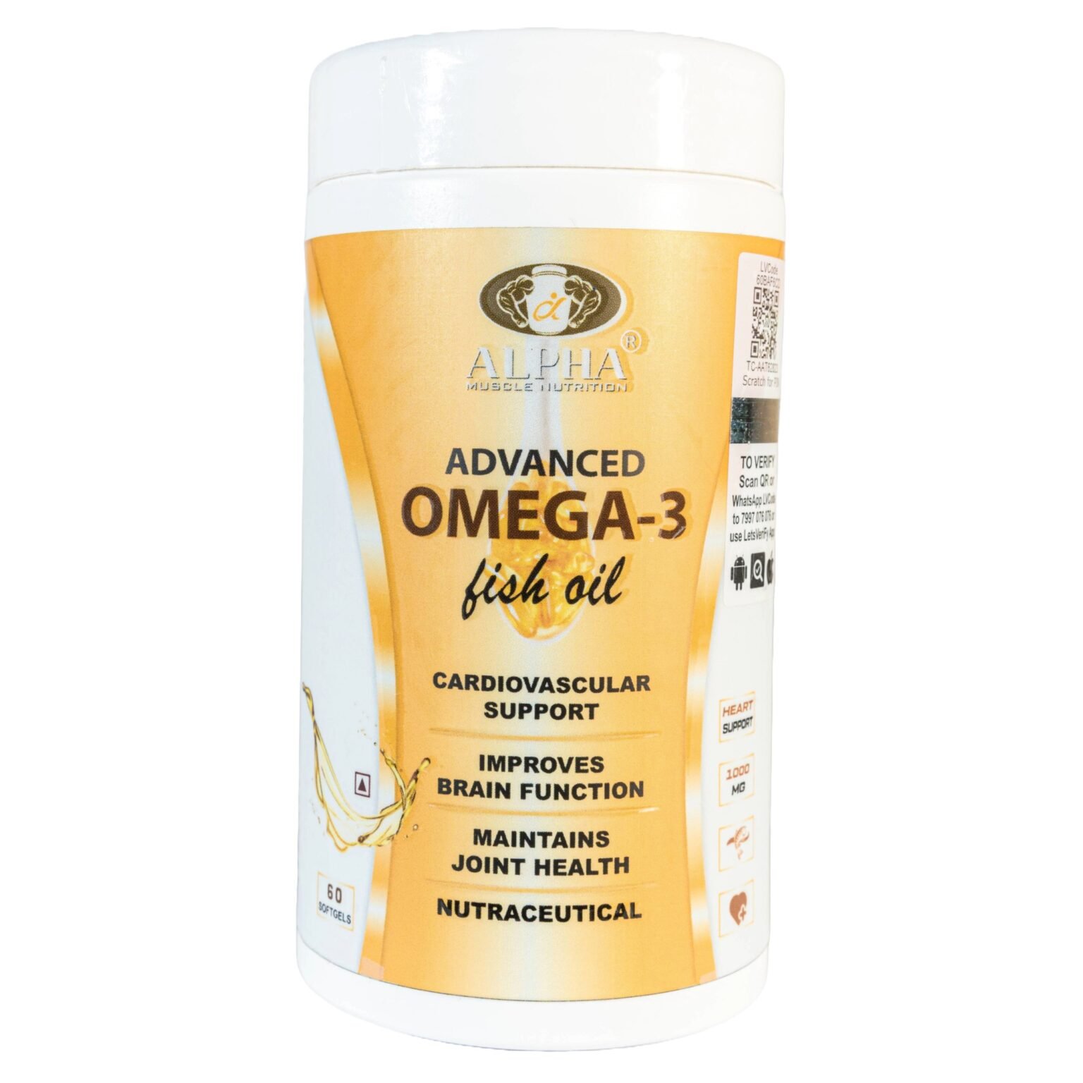 Alpha Muscle Omega 3 Fish Oil – 60 Softgel Capsules – alphamuscle